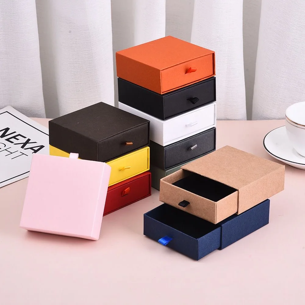 100Pcs/Lot Drawer Paper Jewelry Box Necklace Ring Gift Box With Sponge ...