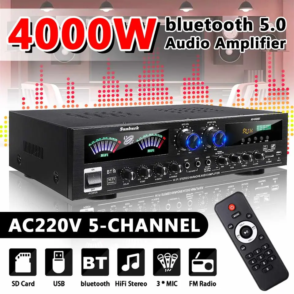 High-Powered 5Ch Av555Bt Home Theater Amplifier With Bluetooth And Fm.