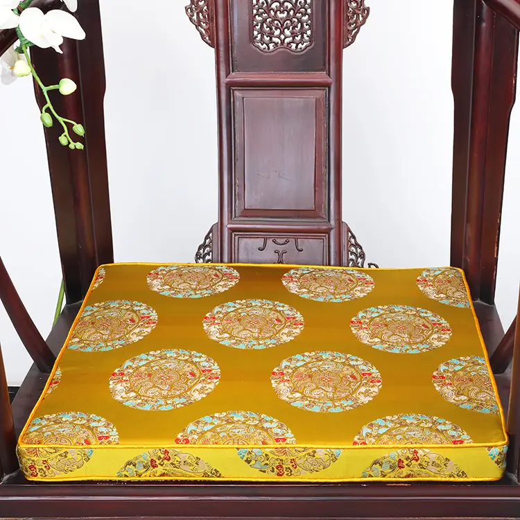 Joyous Silk Brocade Cushion Cover For Armchair, Non-Slip, Zipper Design.