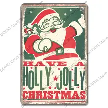 Christmas Tree Bells Santa Claus Poster Vintage Metal Tin Signs Merry ...