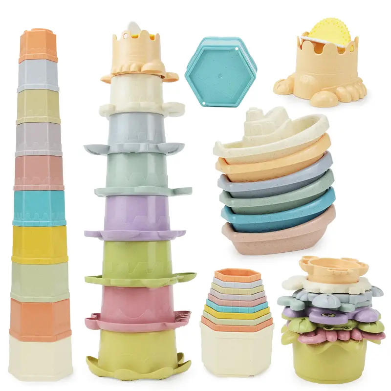 Montessori Stacking Cups Bath Toy For Toddlers, Developing Sorting And ...