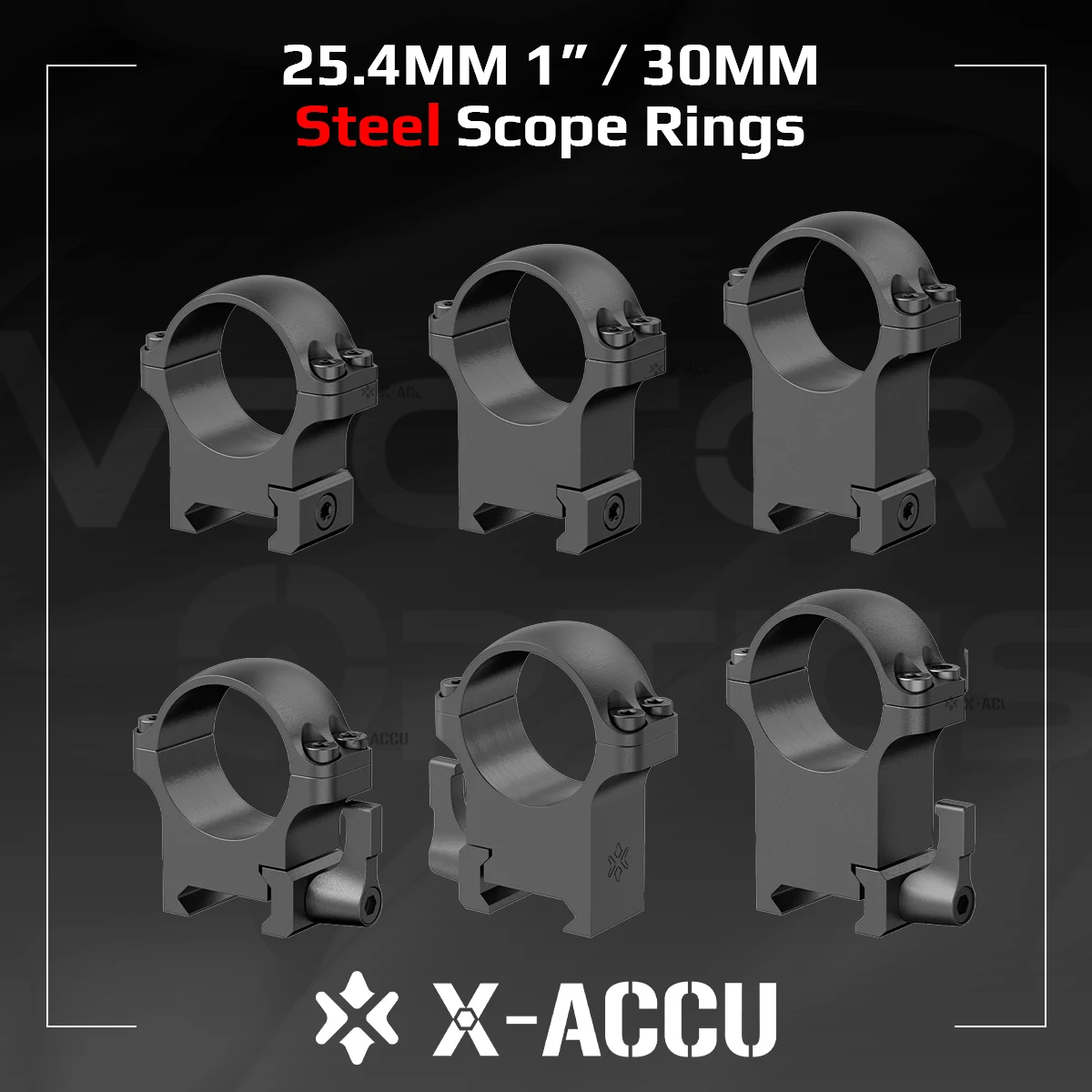Vector Optics X-ACCU Steel 25.4mm/1 inch & 30mm Weaver Scope Rings With ...