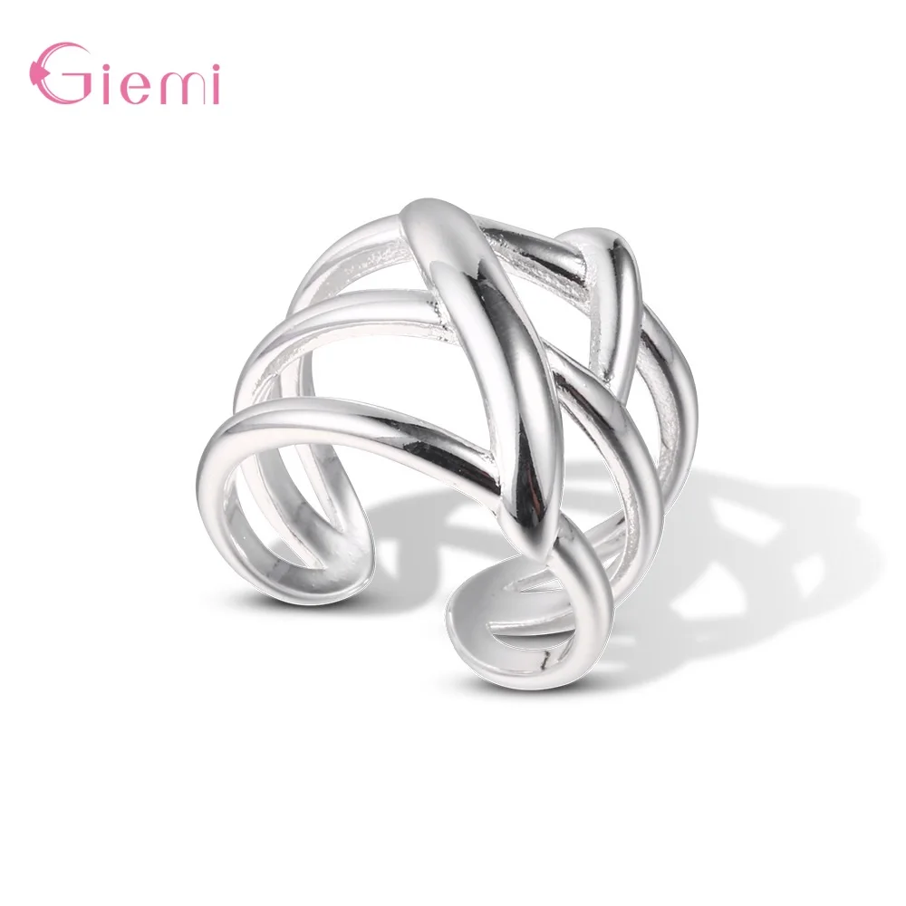 S925 الفضة الخالصة المنسوجة حلقة مفتوحة ، تصميم إبداعي ، مجوهرات حفلات متعددة الطبقات | ArabShoppy