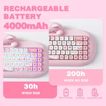 Ergonomic Pink Gaming Keyboard With Rgb Backlight And Wireless Bt5.0 ...