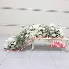 2M Custom Artificial red rose Flower Row Runner Wedding Backdrop center ...