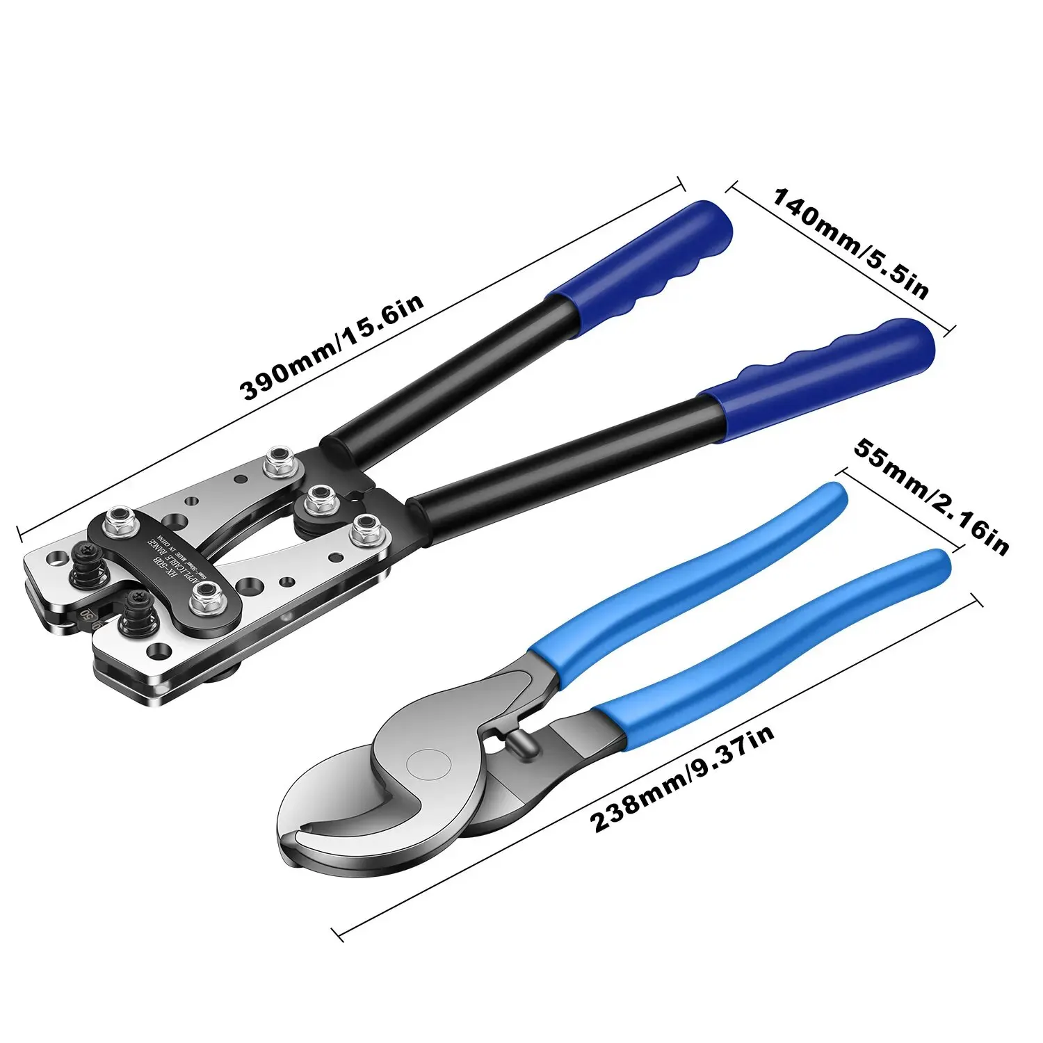 HX-50B 6-50mm² Battery Cable Lug Crimping Tool For AWG 10-1/0 Heavy Duty Wire Lug Tube Terminal ...