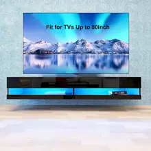 Elegant Wall Tv Stand With Led Lights & Storage, Floating Entertainment ...