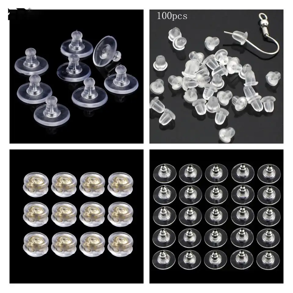 50Pcs/60/pcs/100pcs pack Earring Holders Stoppers Soft Nut Silicone ...