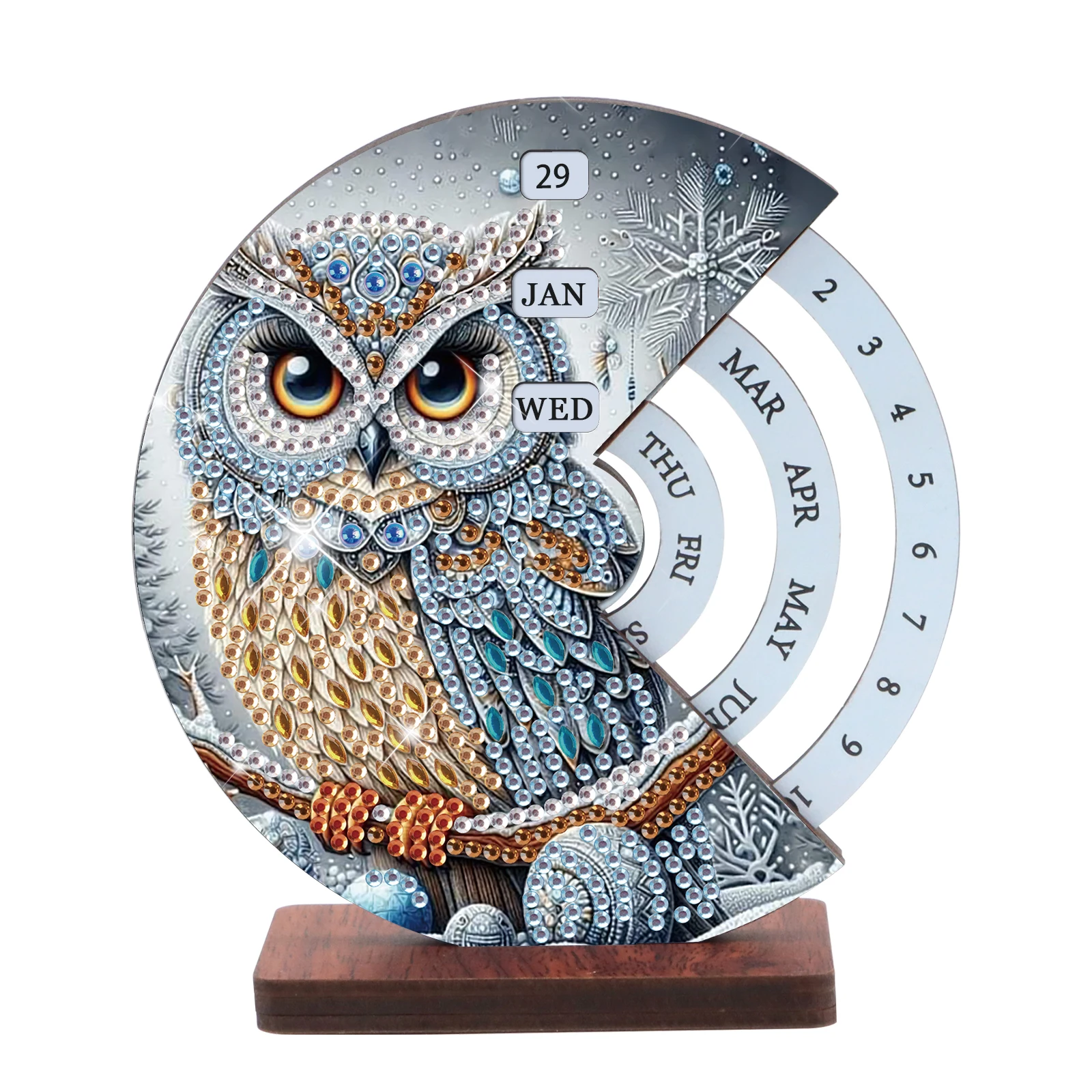 Diamond Painting wooden Rotating Calendar Kit,Blue owl Diamond Art ...
