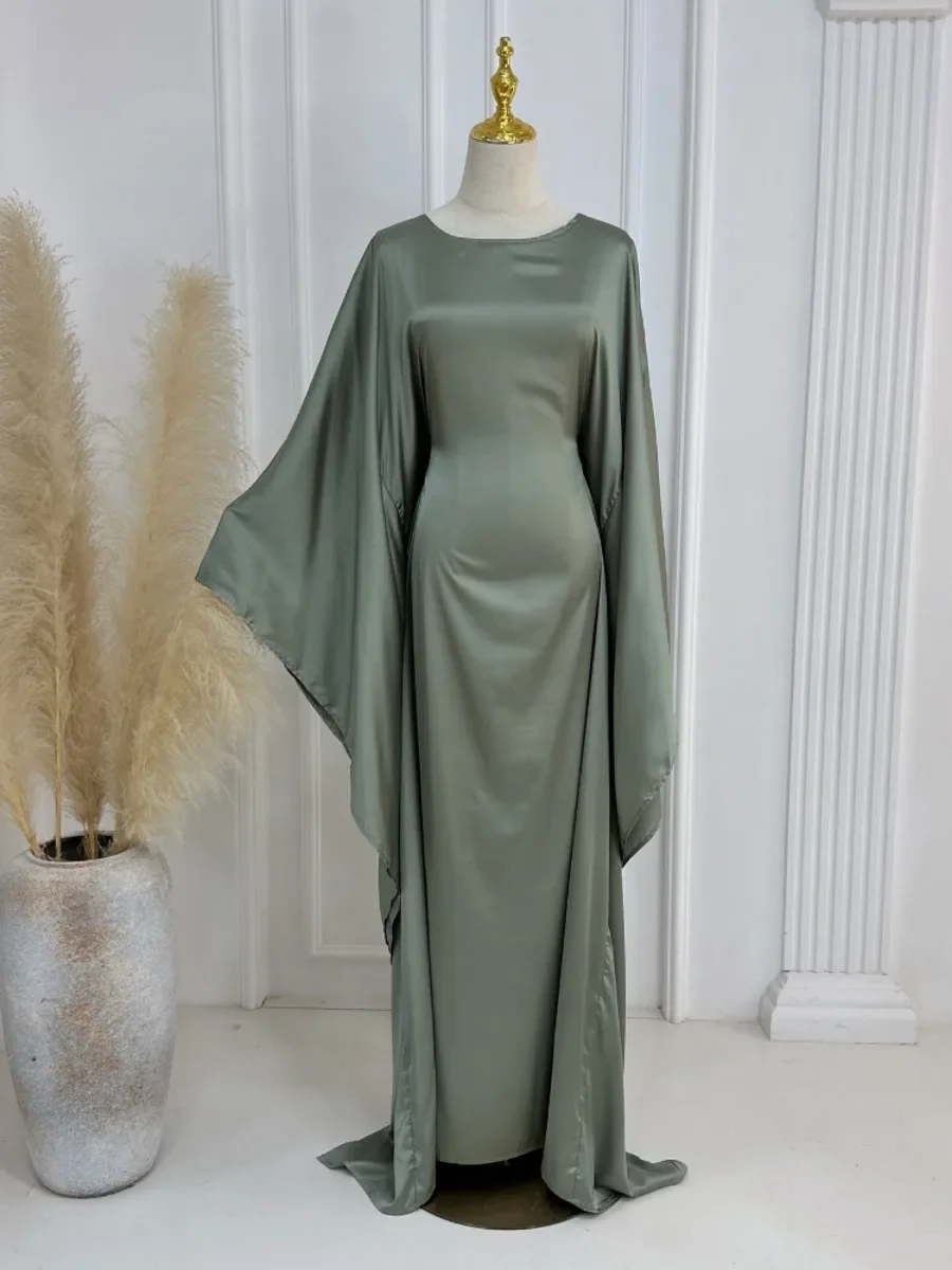 Eid Modest Bat Sleeve Muslim Party Dress for Women Ramadan Abaya Long ...