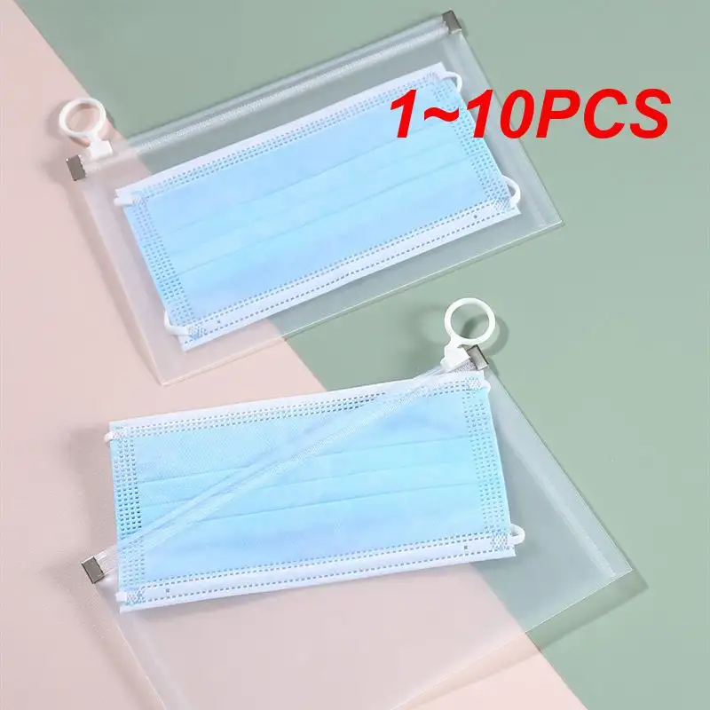 1~10PCS Portable Mask storage box Waterproof zipper bag Storage bag ...