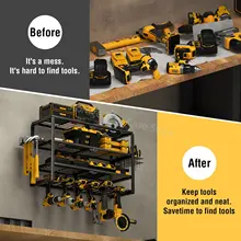 Heavy-Duty 3-Layer Tool Rack For Power Drills, Wall-Mounted Organizer.