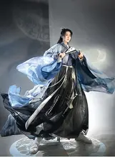 Gradient Blue Hanfu Set For Halloween Cosplay, Perfect For Men And Women.
