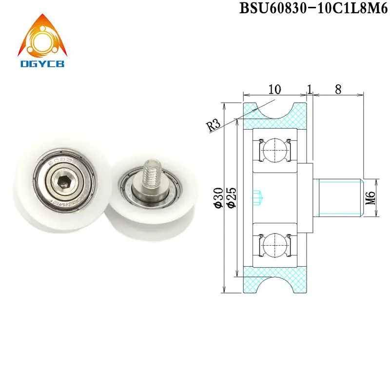 4pcs 30mm Diameter POM U Type Groove Pulley Wheel With M6 Screw ...