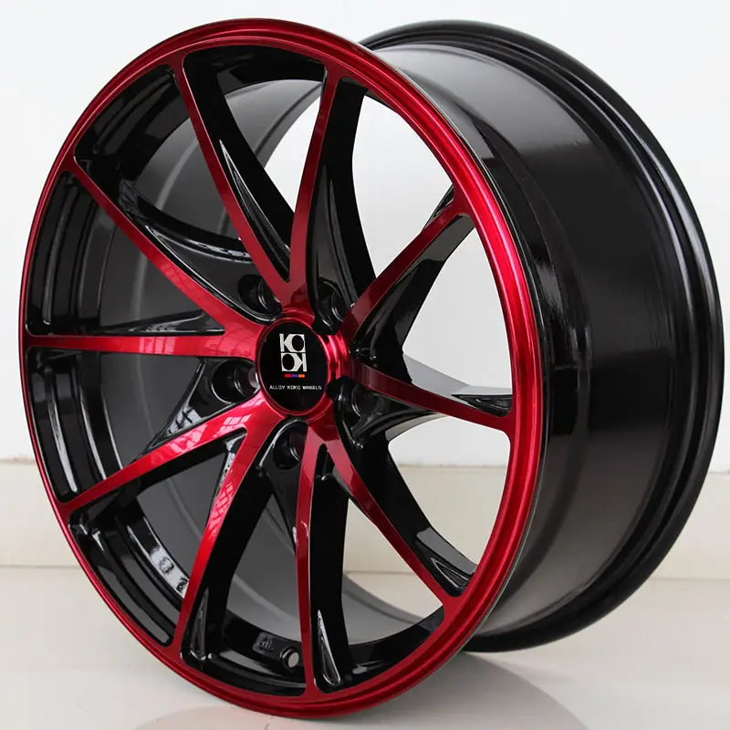 Red Alloy Wheels, 17-20 Inches, Black Rims, Car Hub, Durable Spokes.