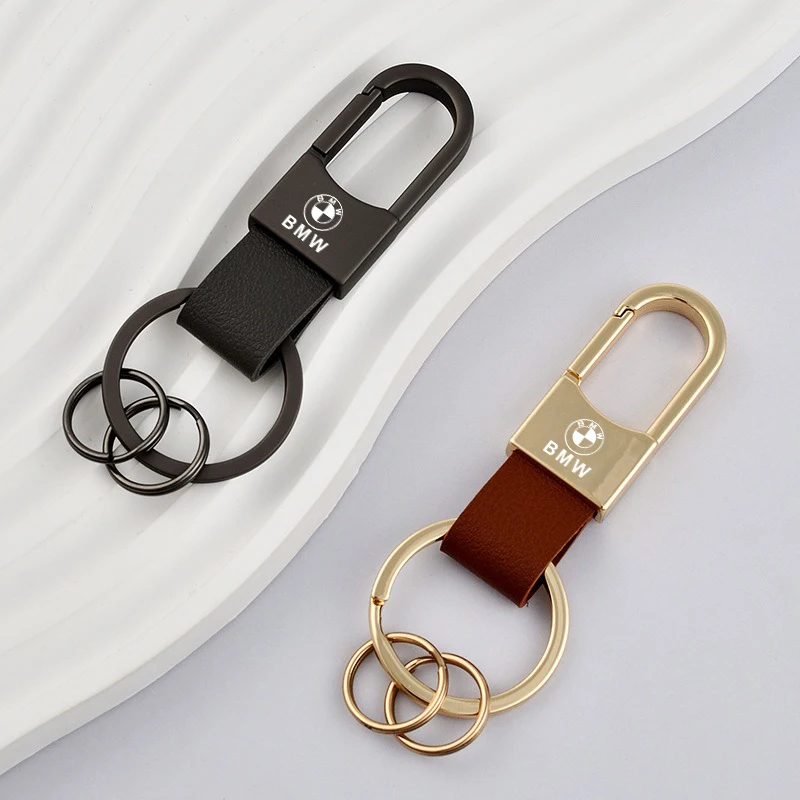 Fashion Leather Car Laser Keychain Anti-loss Ring Pendant Gift Keyring ...