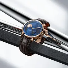 Luxury Gold Mechanical Astronomer Watch For Men, Automatic Moon Phase