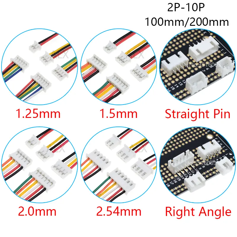 Arduino-Compatible Jst Connectors, 2-10 Pin Headers, Plug & Play.