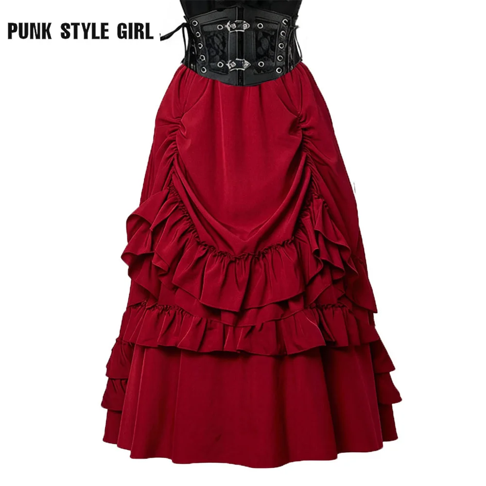 Vrouwen Victoriaanse Punk Vintage Gothic Lolita Rok Slanke Bandage ...