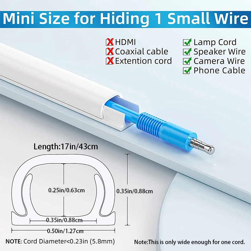 5pcs 85in Mini Cord Cover Wall Single line pipe PVC wiring duct,Wire ...