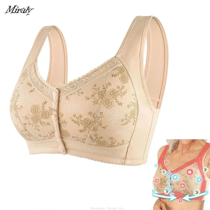 Lymphatic Detox Bra For Women | Wireless Support, Front Button Closure ...