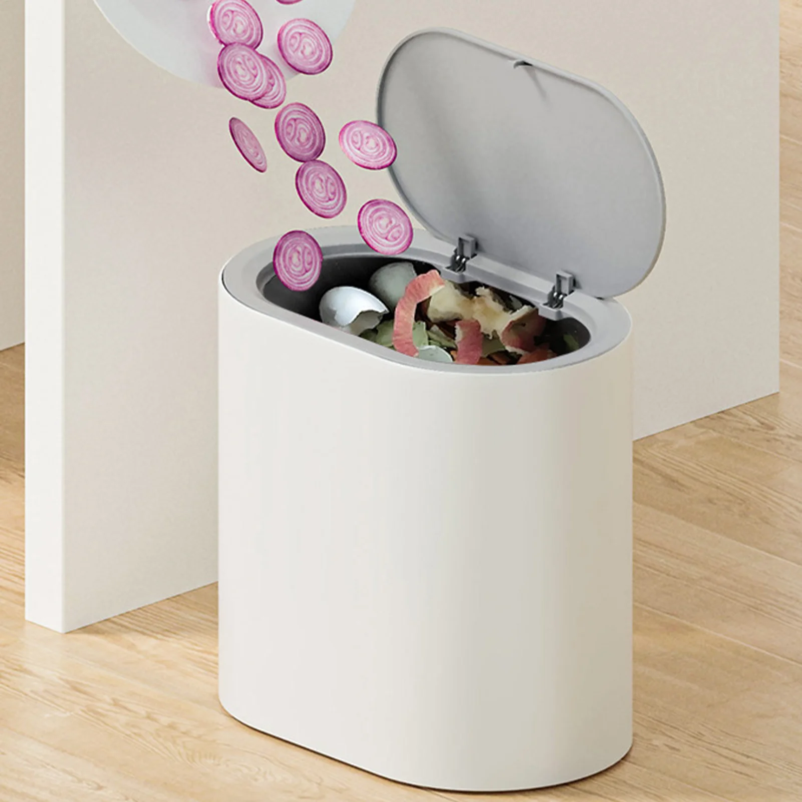 Bathroom Trash Can With Lid Trash Bin Press Top Waste Basket Stylish ...