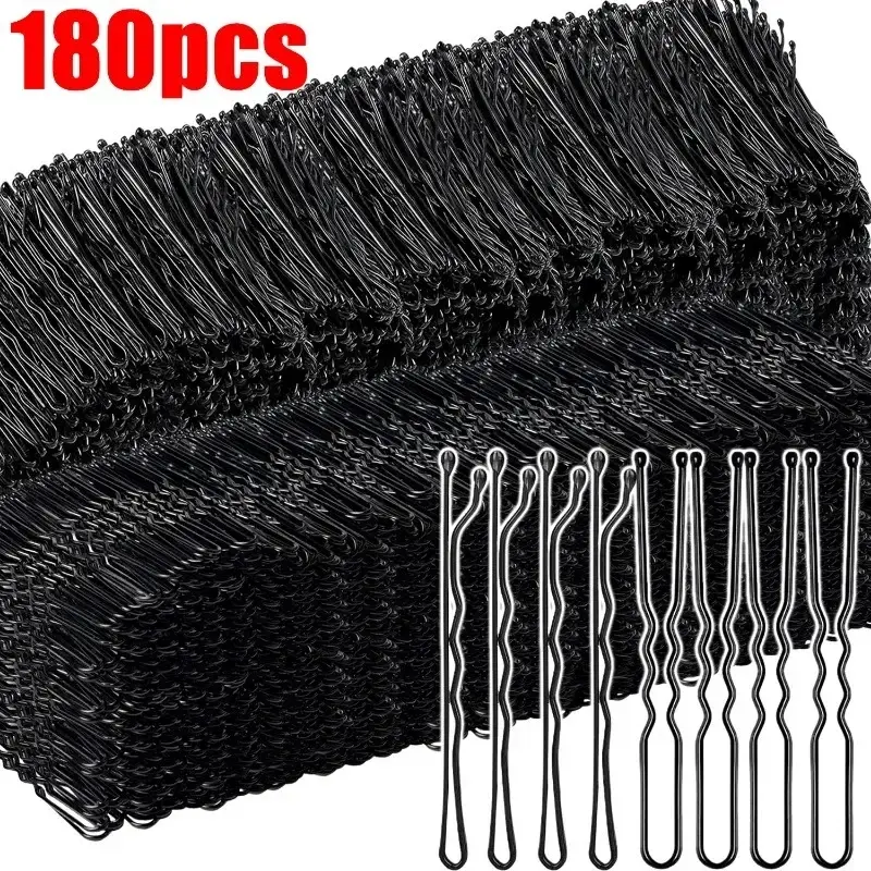 Black U-Shaped Hair Clips, Invisible Wavy Styling Barrettes 30/180Pcs