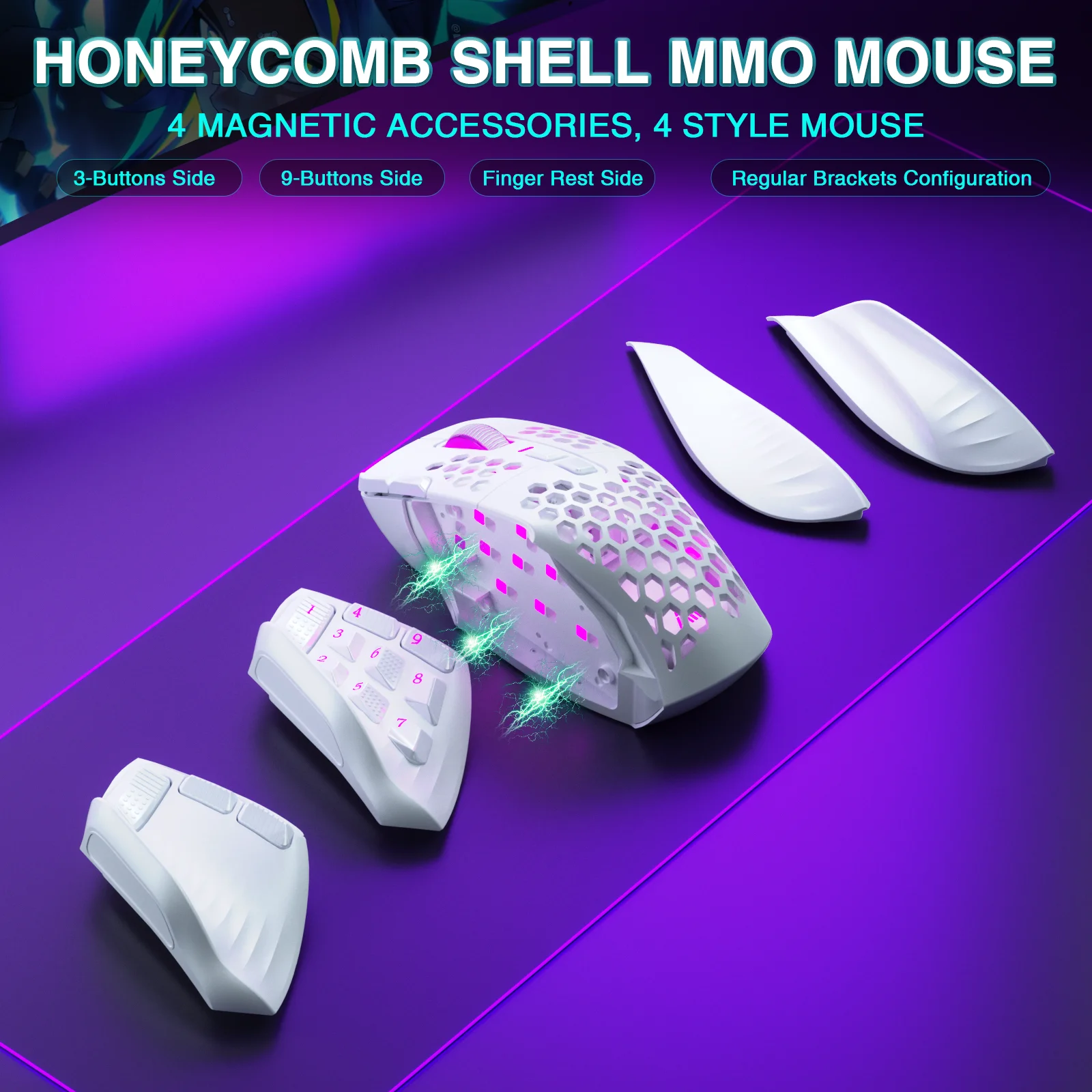 SOLAKAKA SM809 Pro Wireless MMO Gaming Mouse PAW3311 16 Side Buttons ...