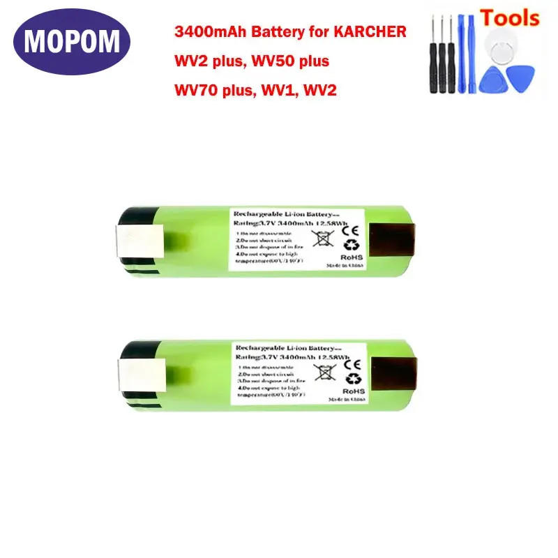 High-Capacity 3400Mah Li-Ion Battery For Karcher Window Vacuums.