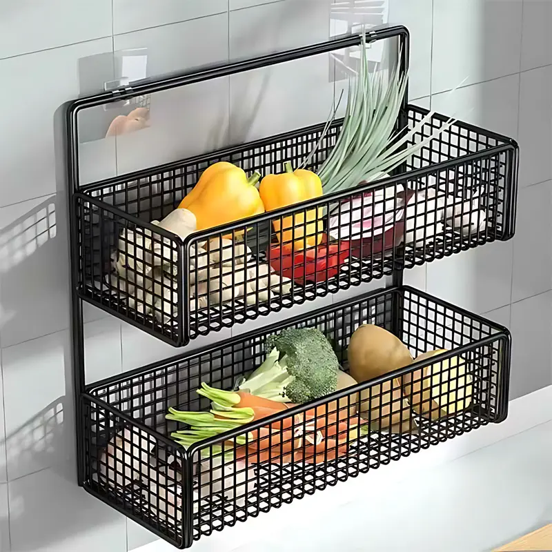 Elevate Your Kitchen Storage Game With Our Sleek, Non-Perforated Wall Rack!