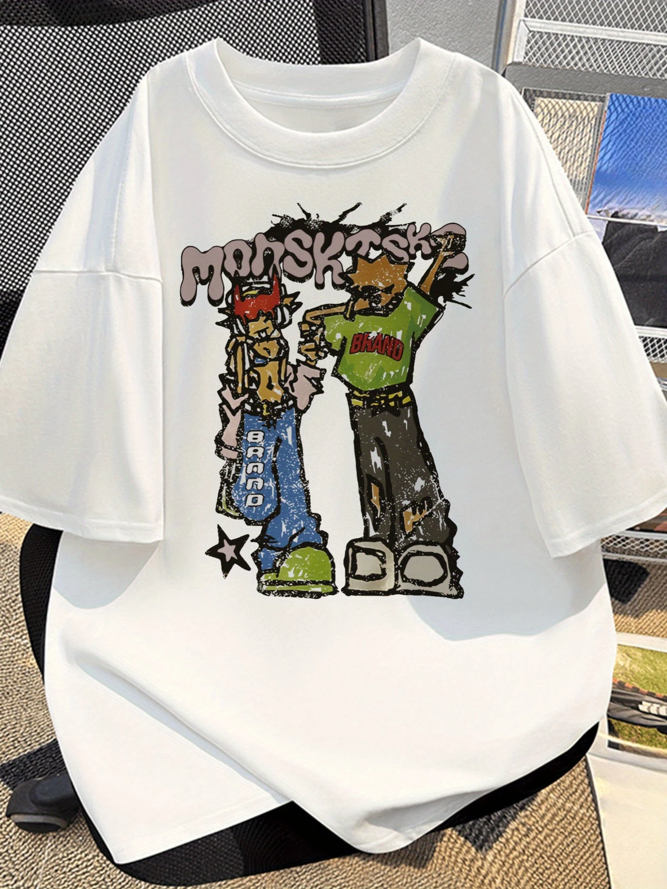 2026 Men's Casual Short Sleeve Tee White Distressed Street Style ...