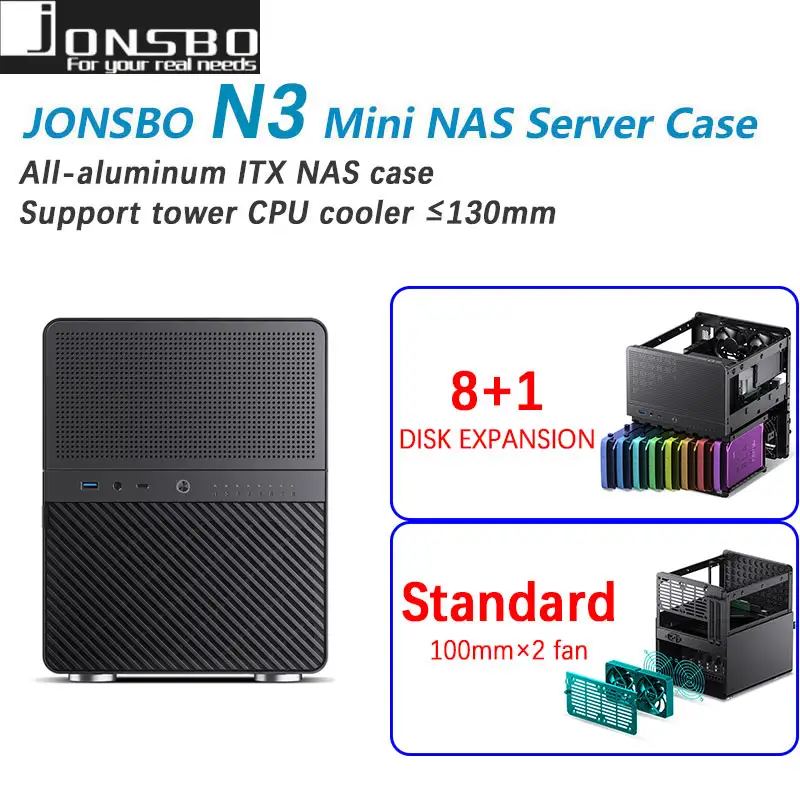Jonsbo N3 Mini Nas Case Itx Aluminum Cpu Cooler Compatible With 130Mm Fans