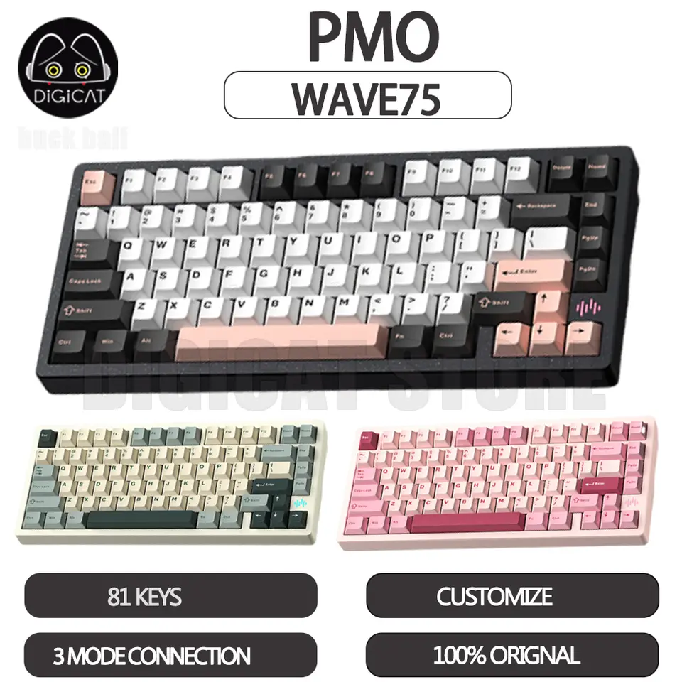 Pmo Wave75 Mechanical Gaming Keyboard 3Mode Wireless Rgb Customizable Cnc