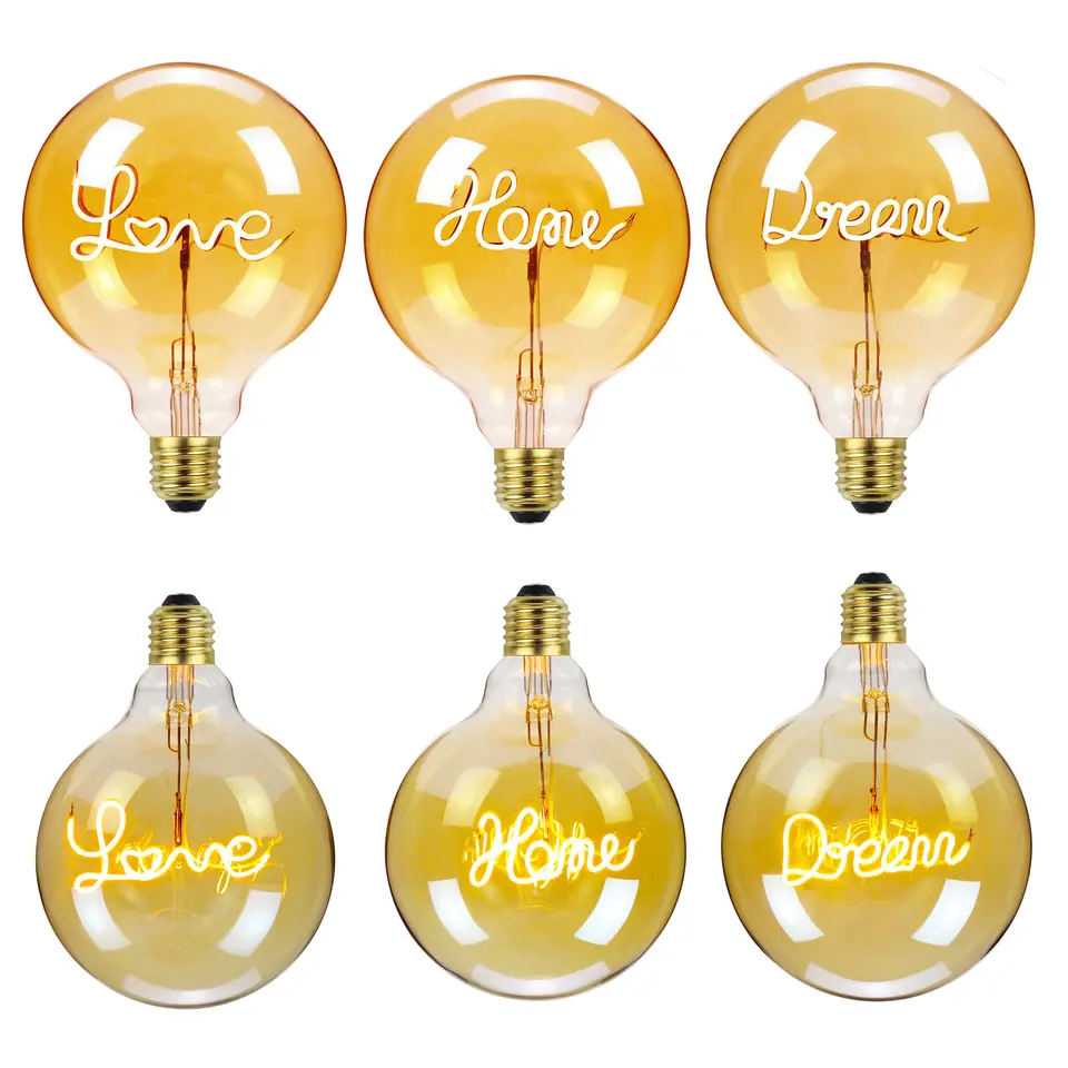 Tianfan G125 Led Edison Bulb, Alphabet Love Home Decor, Dimmable Amber ...