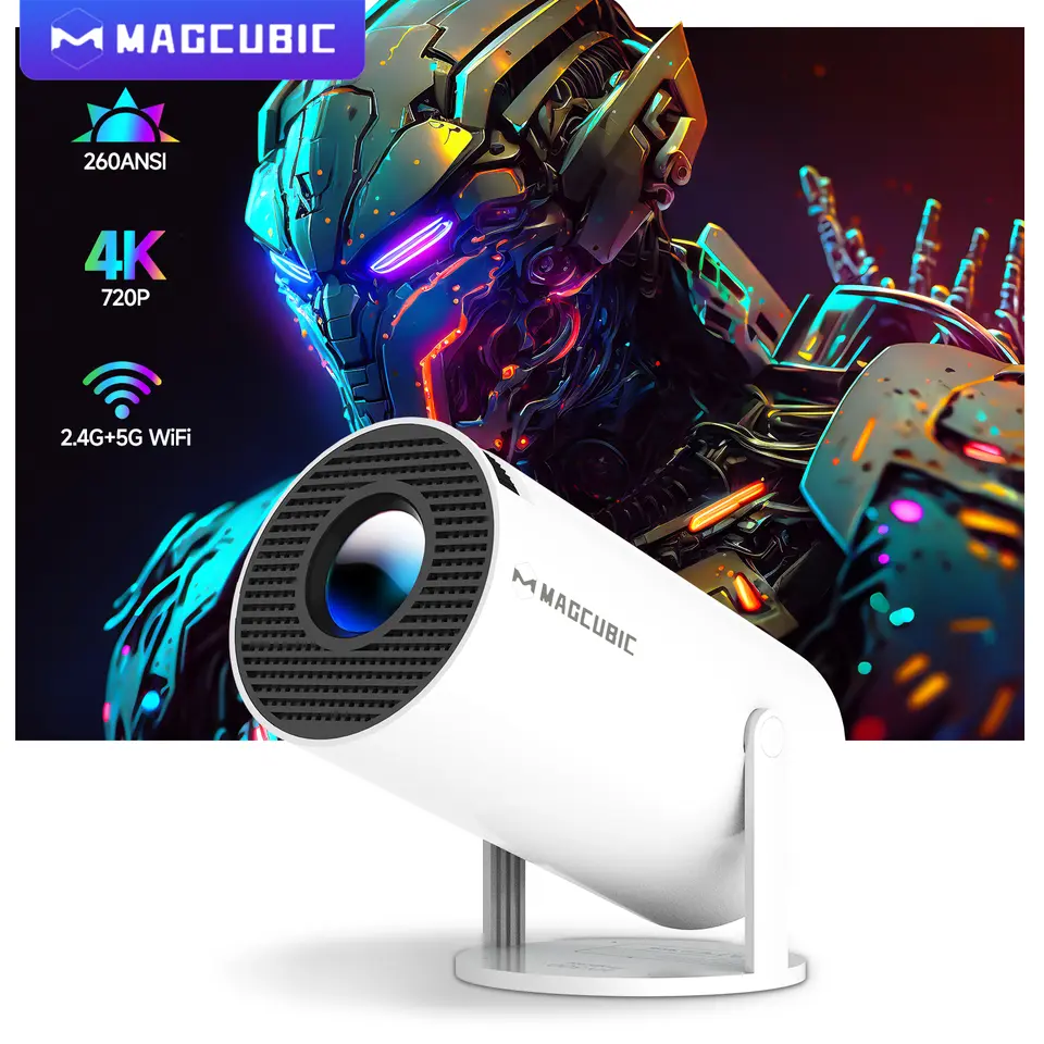 Portable 4K Wi-Fi Projector For Home And Outdoor Cinema.