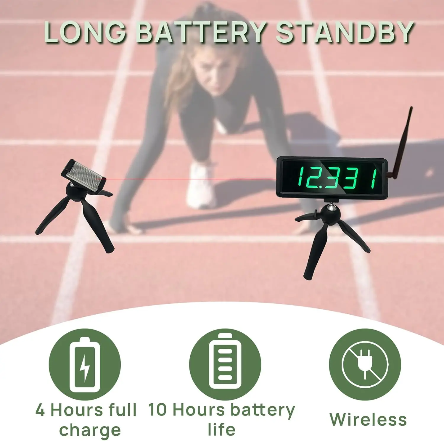 GANXIN Wireless Laser Timer for Sprints Race Clock Racing Timer With ...