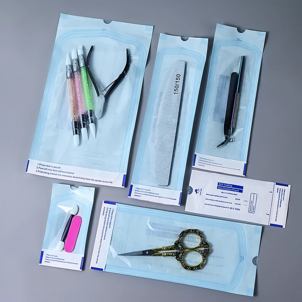 200pcs/box Nail Art Empty Sterilizing Bags Disposable 26*14cm Self ...