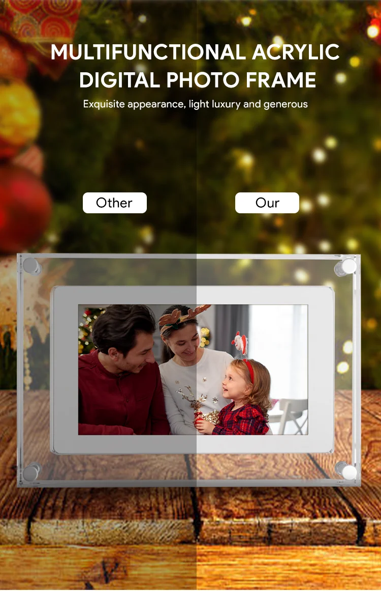 Acrylic Digital Photo Frame 5 Inch 1000mAh IPS Screen 4G Memory Volume ...