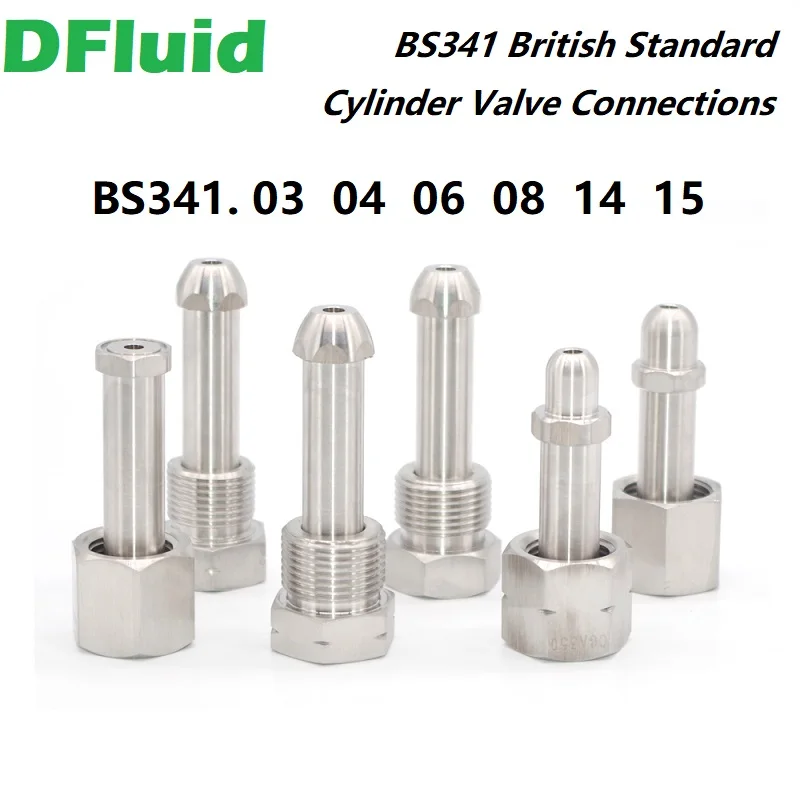 Stainless steel British standard cylinder valve connections.