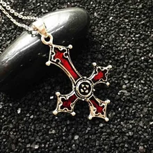 Red Bloody Inverted Cross Pendant Necklace Vintage Gothic Cross Pendant ...