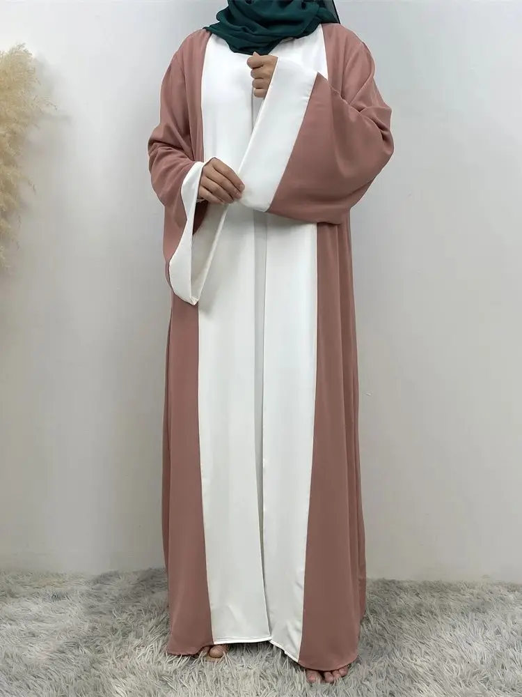 Ramadan Eid Muslim Abaya Dubai Luxury Splicing Fake Two Pieces Abayas ...