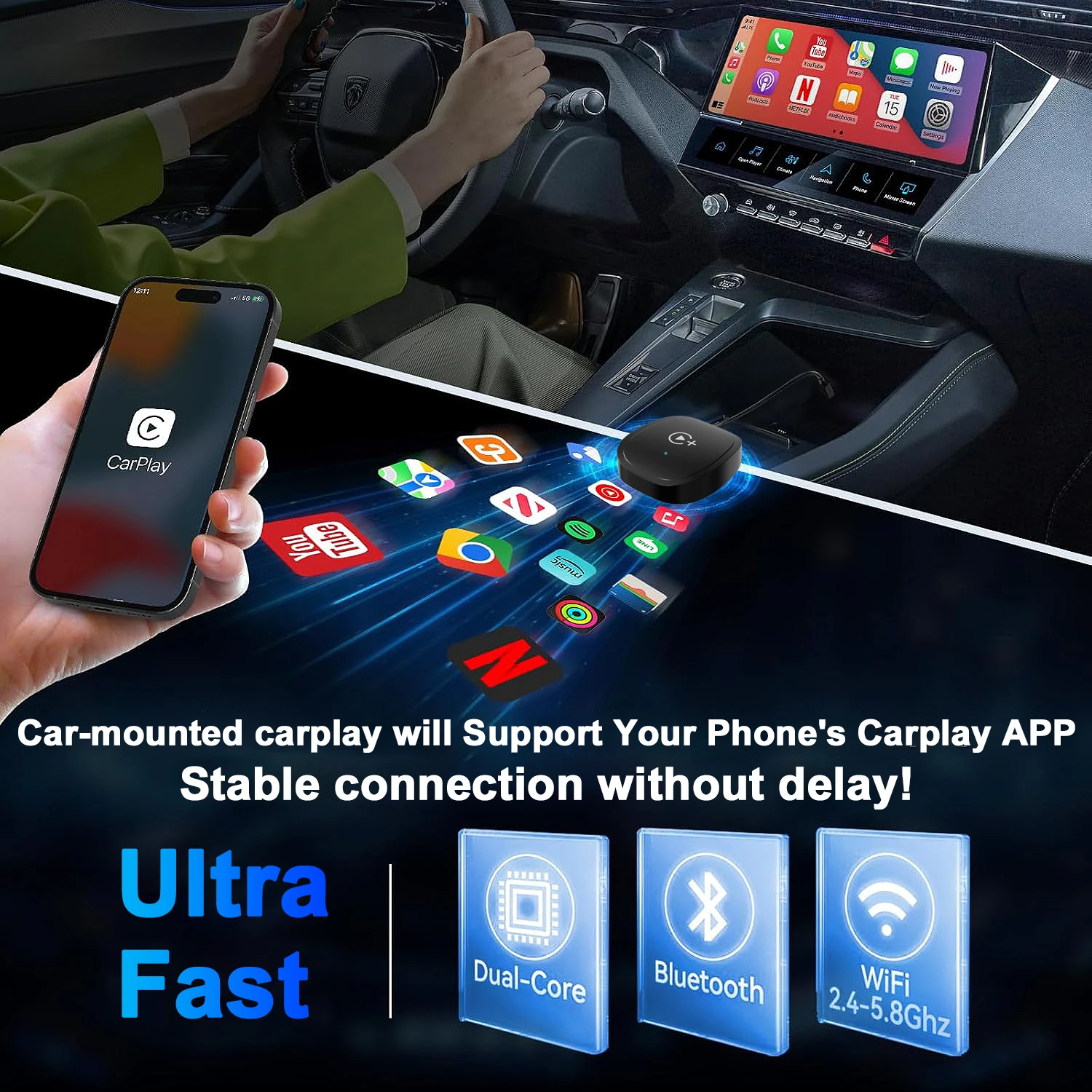 Беспроводной адаптер CarPlay/Android Auto ZUIDID | AliExpress