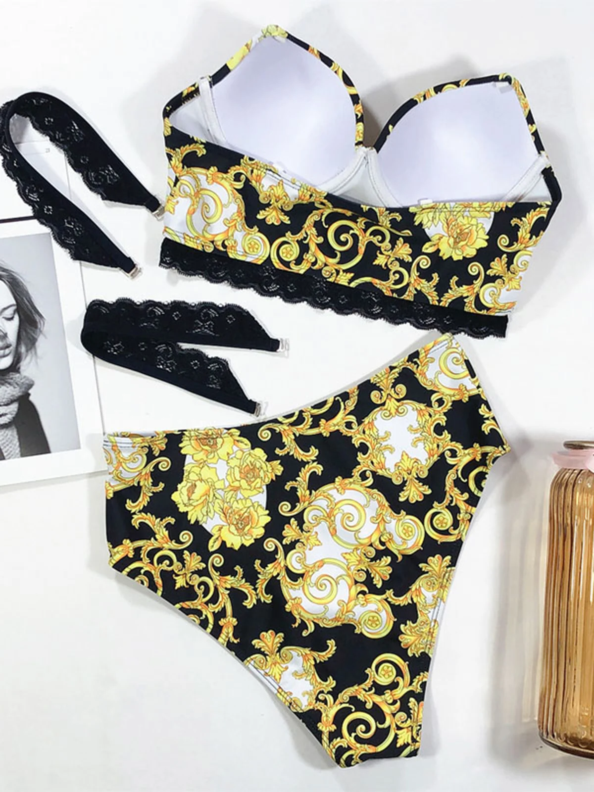 Push Up Bikini 2024 Bikini Set High Waist Swimwear Women Swimsuit ...