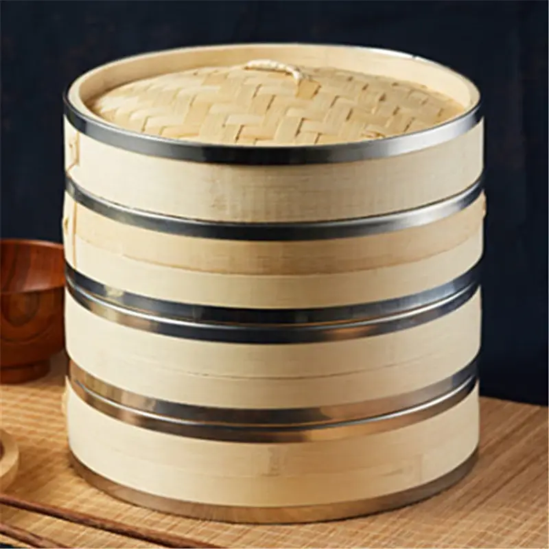 Stainless Steel Bamboo Steamer Basket For Fish, Rice, And Dim Sum.