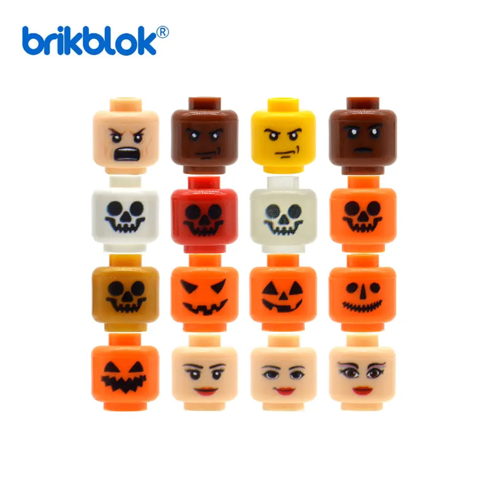 Custom Printed Pumpkin Skeleton Faces For Mini Building Blocks, Perfect ...