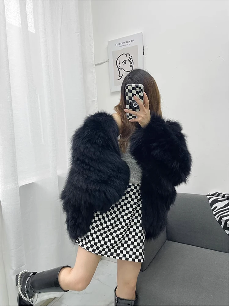 Lautaro Winter Shaggy Hairy Thick Warm Soft Colored Faux Fur Jacket Women with Hood Bat Sleeved ...