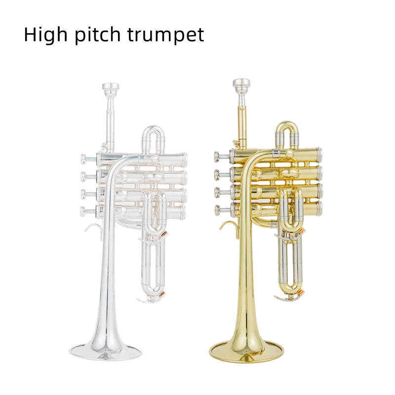 Professional High trumpet Bb Piccolo Trumpet Brass Gold Silver Lacquer ...