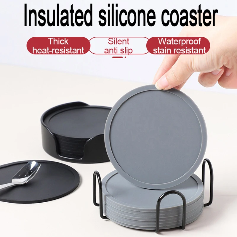 6Pcs 10cm Silicone Coaster Cup Coasters Set Coasters for Drinks ...