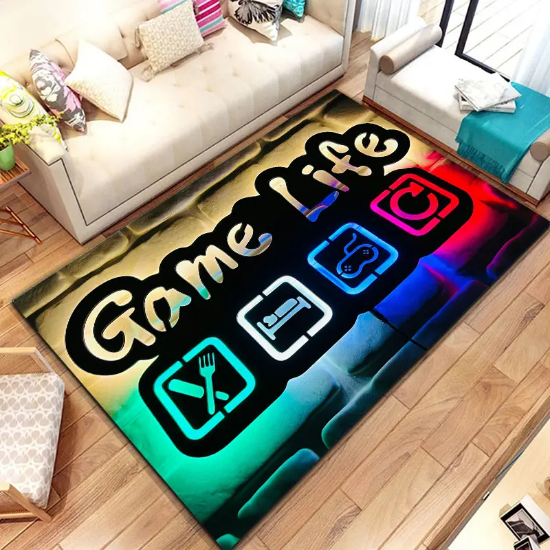 Funny Black Game Controller Mat, Soft Rug For Gaming Chair, Anime ...