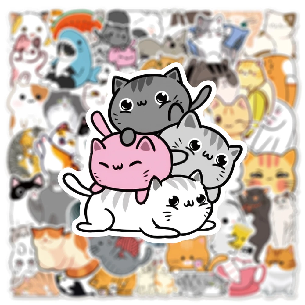 10/30/50pcs Kawaii Animals Cats Cartoon Stickers Aesthetic Funny MEME ...